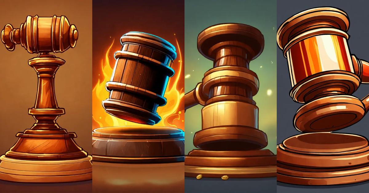 Lexica - Judge gavel, 2d cartoon, game icon