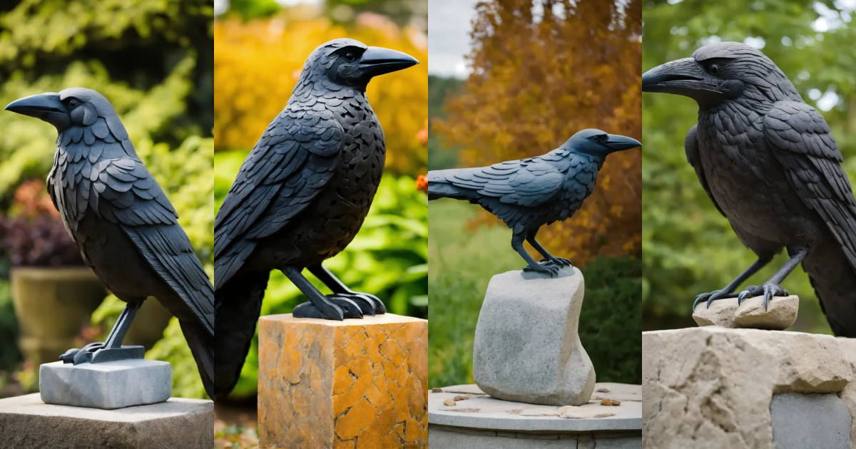 Lexica - Stone sculpture of a crow