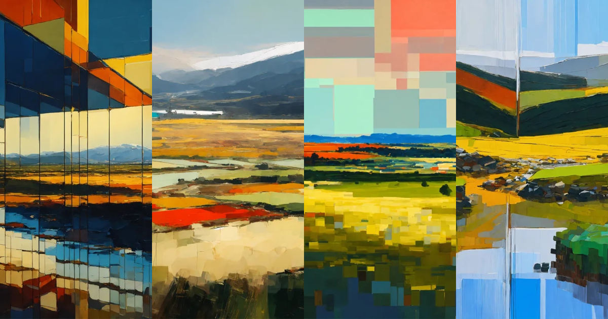 Lexica - Landscape, oil painting, transparent, in style, generative art ...