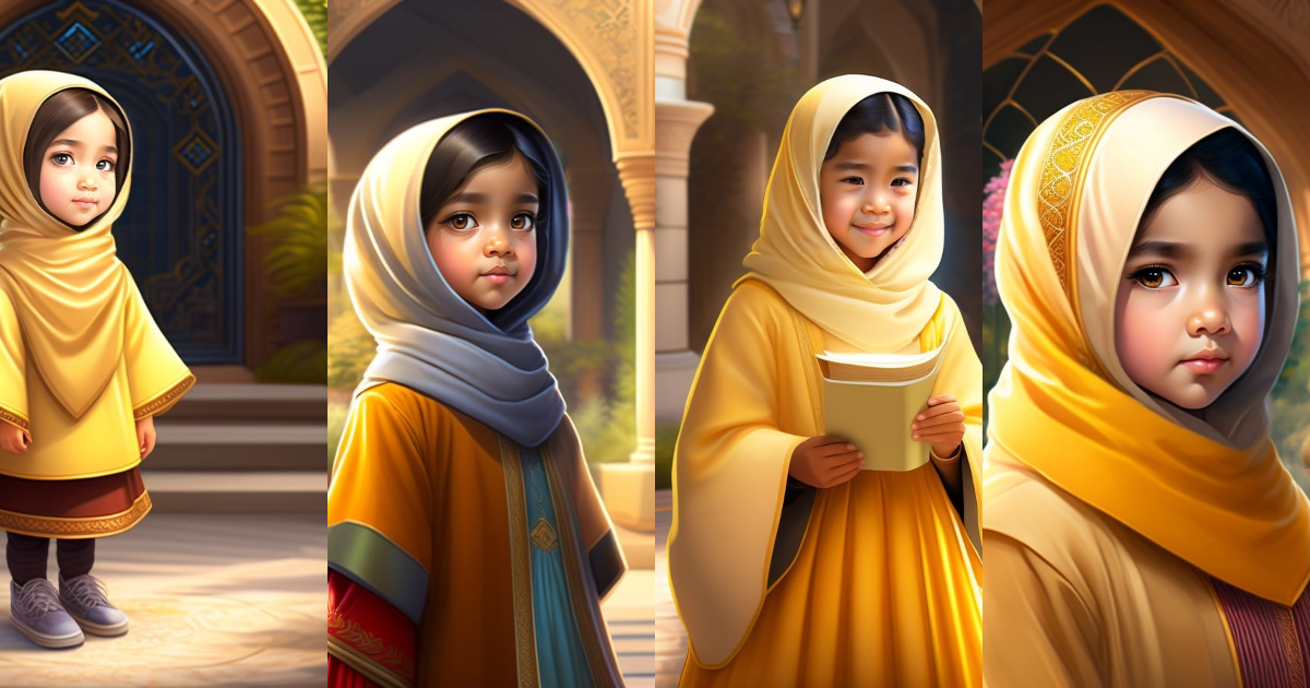 Lexica - Muslim hijabi girl standing, children's storybook art, art ...