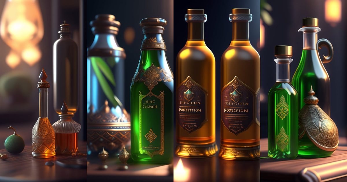 Lexica - Concept art; video game potions; intricate elegant bottles ...