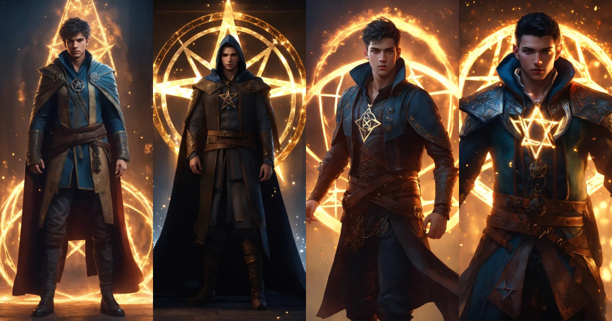 Lexica - A realistic full body portrait of a young powerful male mage ...