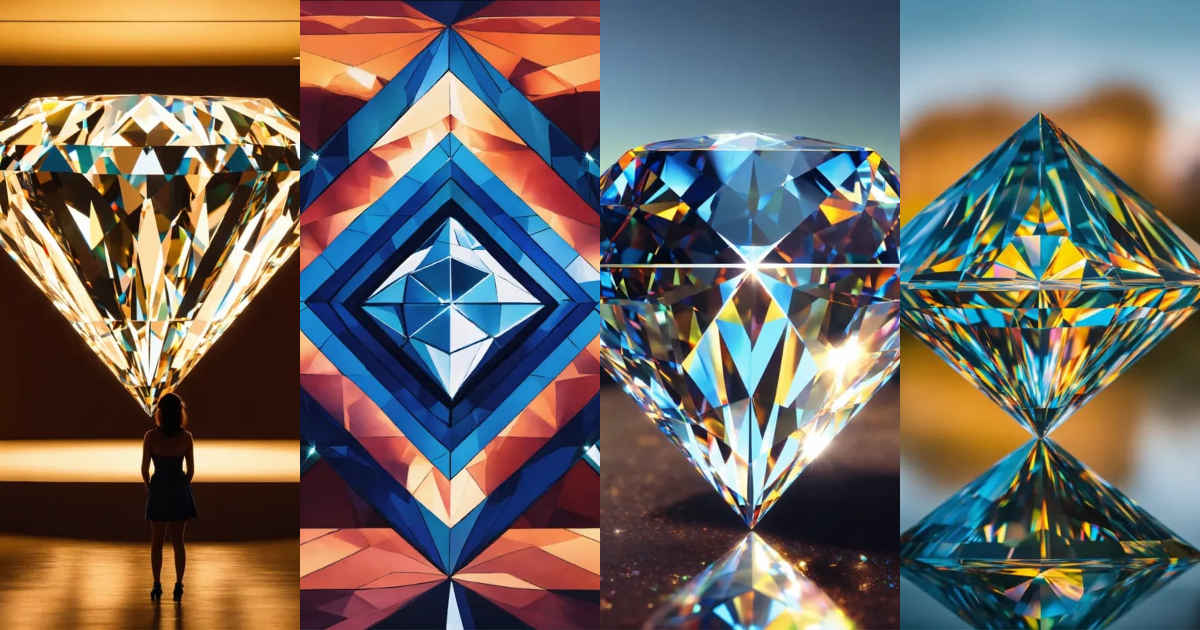 Lexica - Optical illusion of a diamond with reflections forming the ...