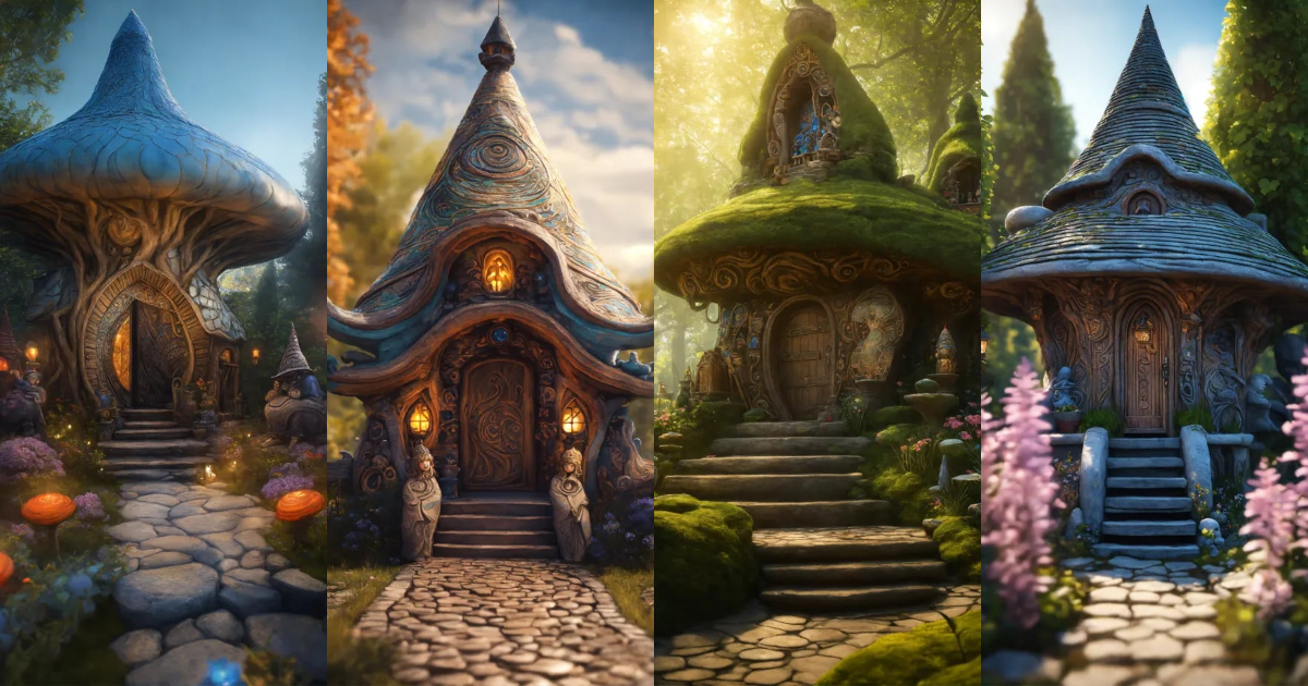 Lexica - A fairy tale cottage . Style of alex grey,giger.unreal engine ...