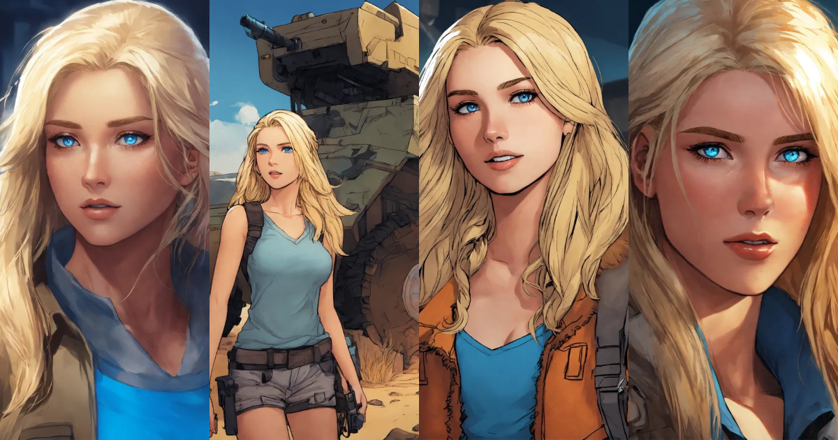 Lexica - A blonde girl with blue eyes . Ark survival comic