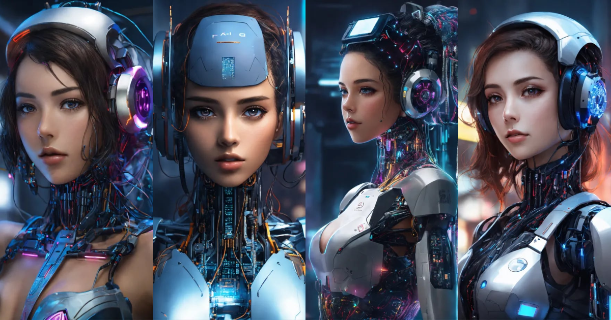 Lexica - Cyber AI girl, part human part machine part computer Hispanic ...