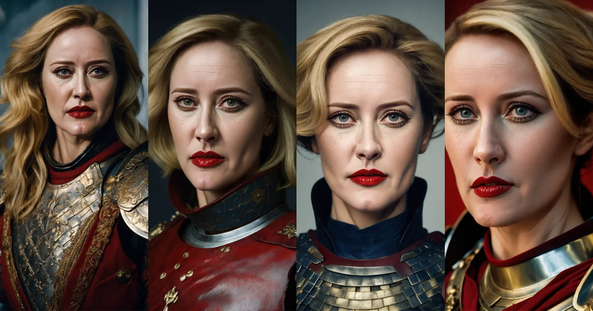Lexica - Photo quality portrait of gillian anderson as a warrior knight ...