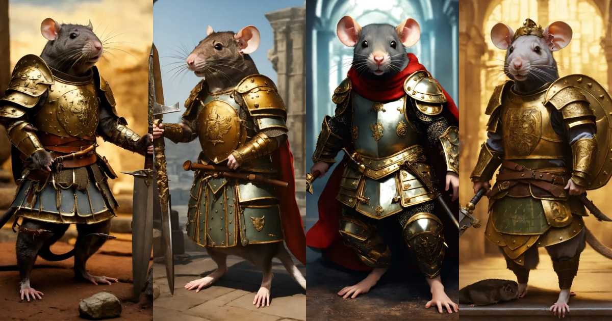 Lexica - Rat with a set of roman armor and weapons