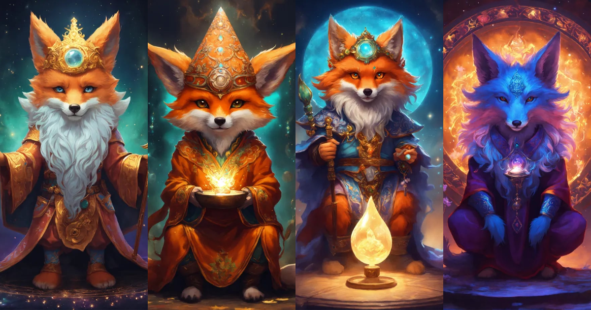Lexica - A celestial half-Fox-Gnome God of Trickery emanating tricks ...