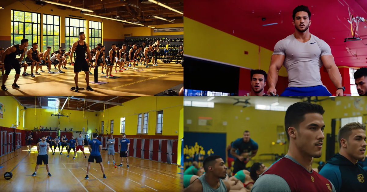 Lexica - Gym bro university, a class full of gym bros work outing out ...