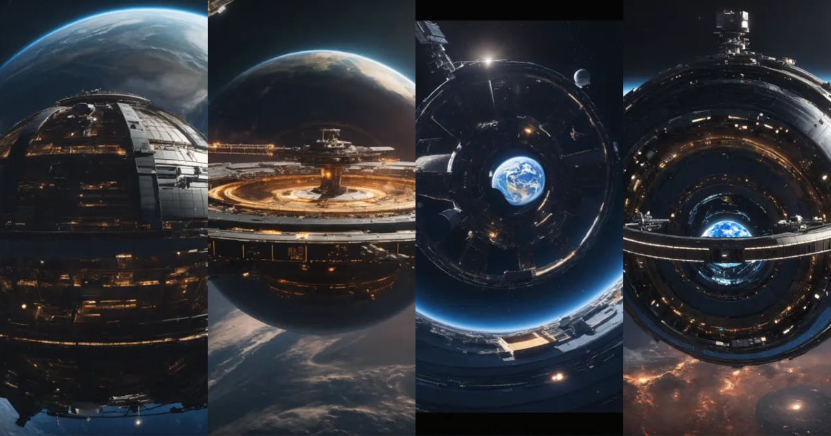 Lexica - A rounded space station wheel-shaped made of dark material, in ...