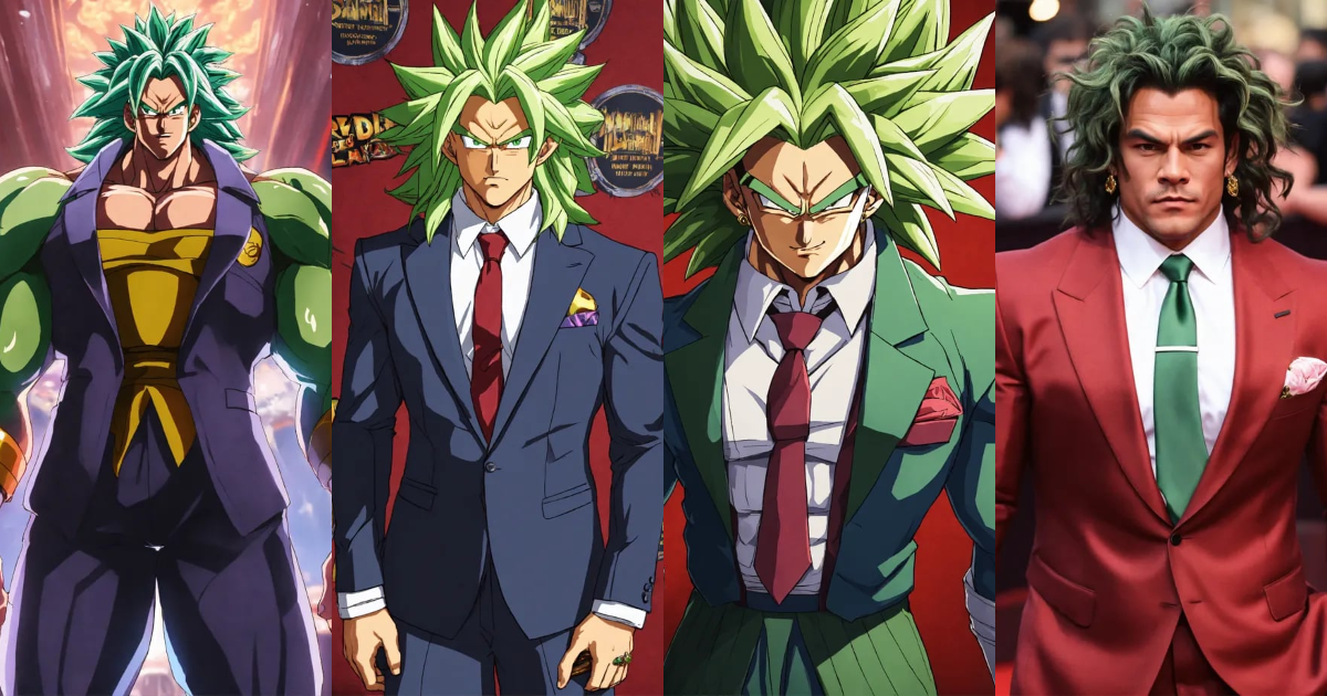 Lexica - Broly from DBZ dressed up in a suit and tie for the red carpet.