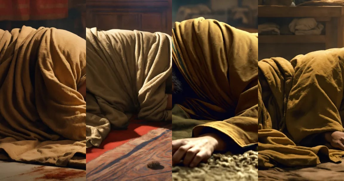 Lexica - A man in dirty robes, sleeping on his left side on a dirty mat ...