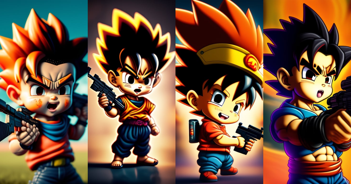 Lexica - Baby goku with a gun, zombie style