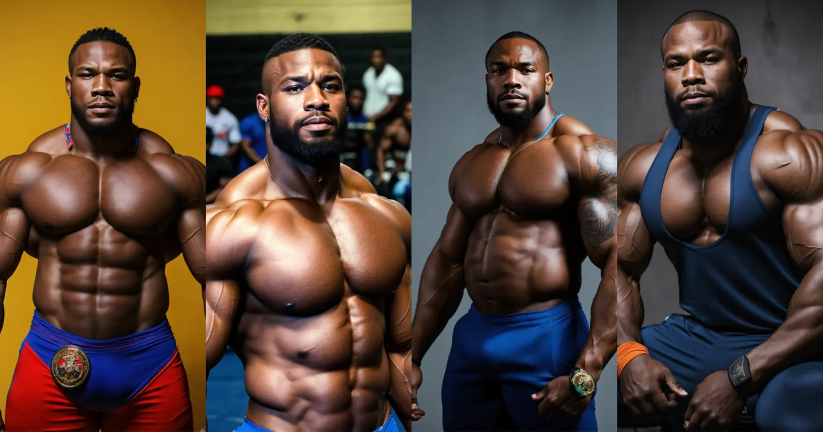 Lexica - 30-year-old wrestler with big muscles, bodybuilder, Haitian, big