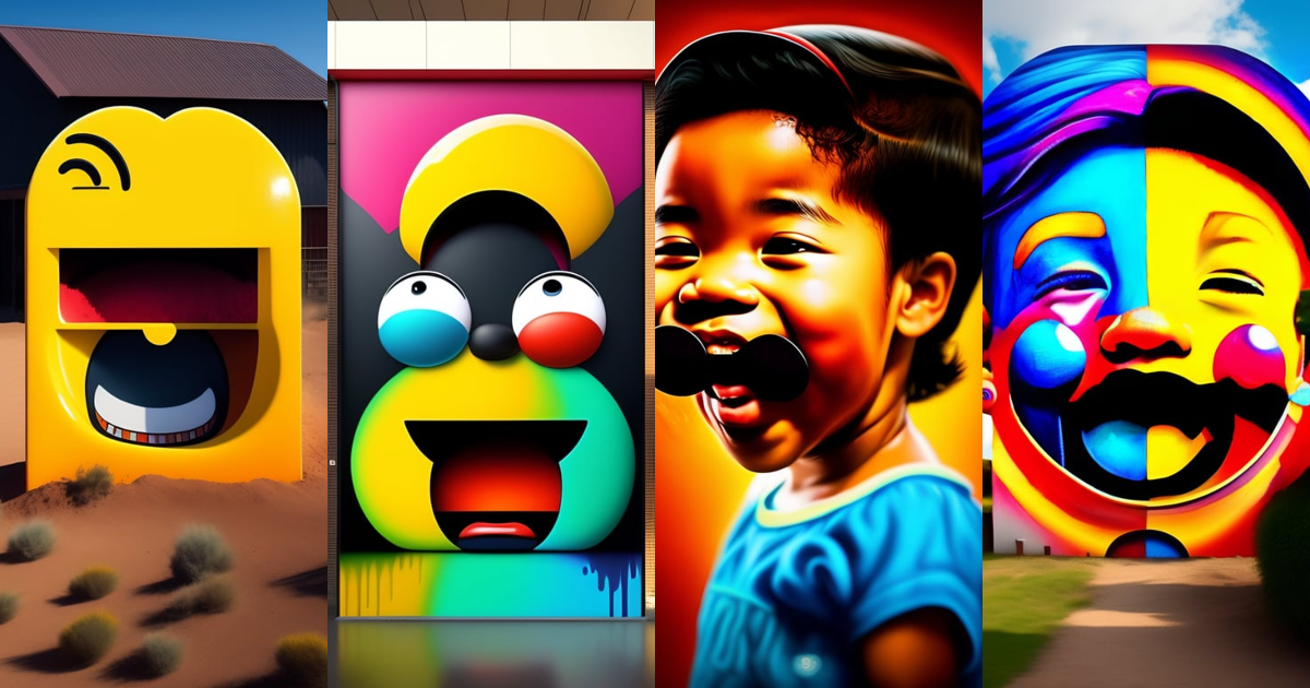 Lexica - Emoji zany face graffiti 2d painting