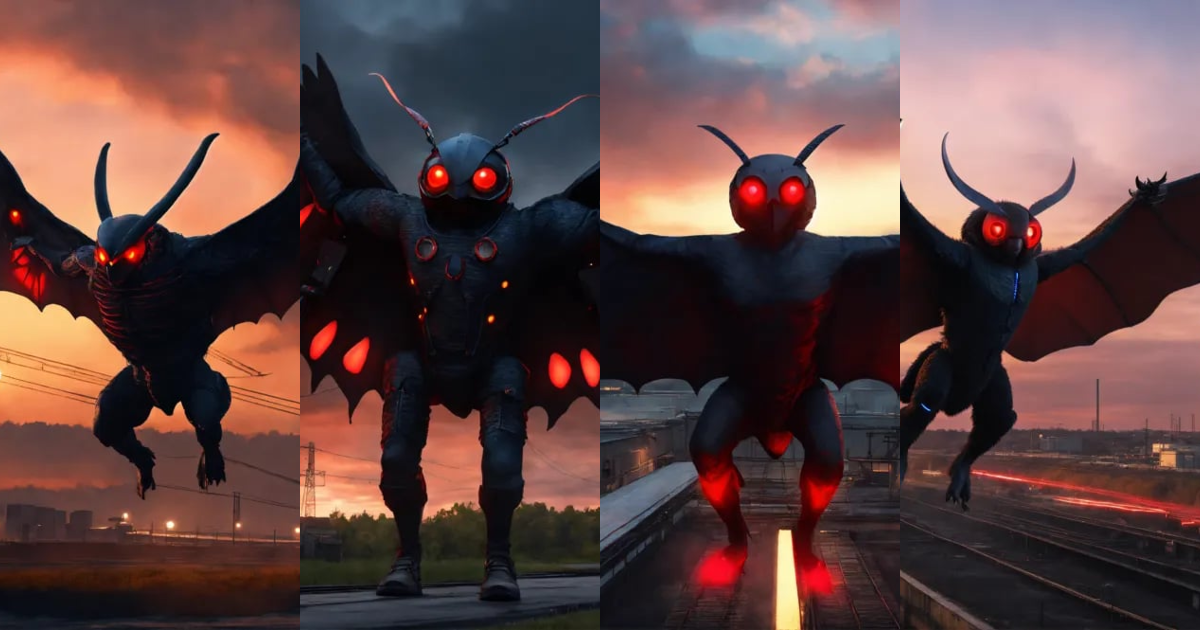 Lexica - Photorealistic humanoid mothman with black body and red ...