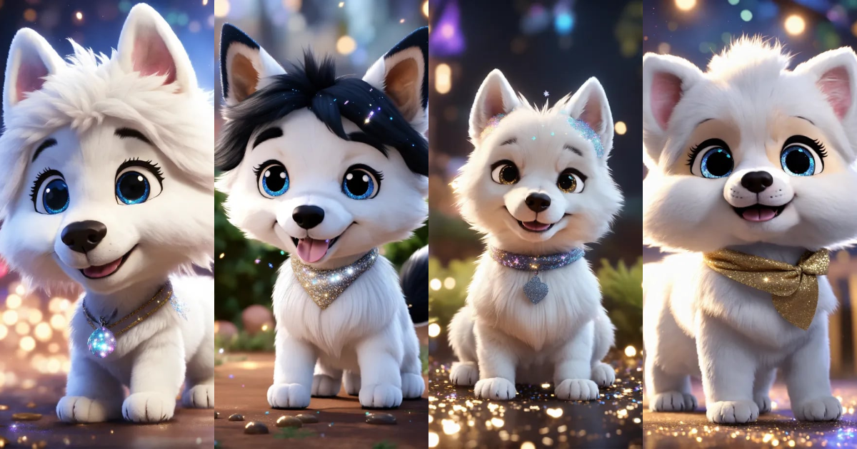 Lexica - Disney cartoon character, chibi, kind fluffy white Husky with ...