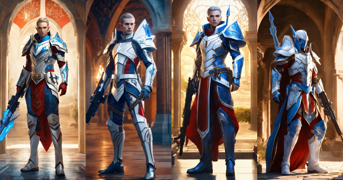 Lexica - High elf sci fi soldier wearing sleek sci fi armor, white and ...