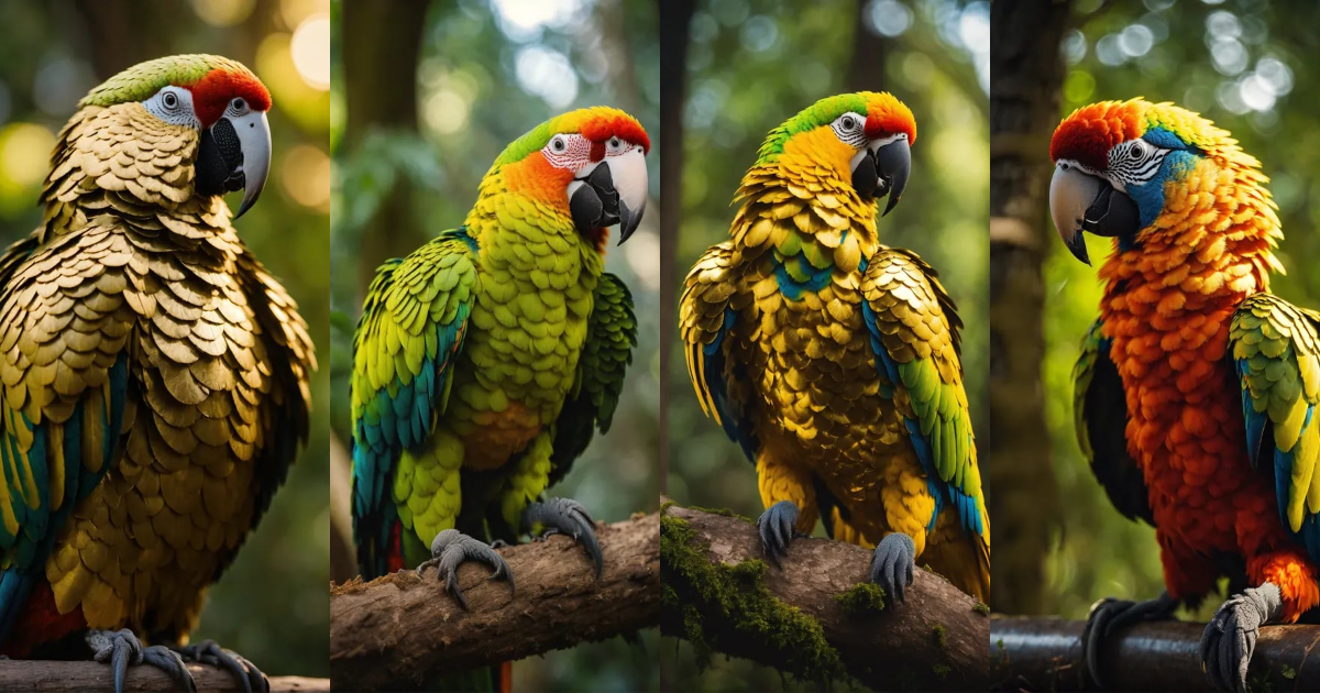 Lexica - Medium shot, parrot wearing gold plated armor, wearing gold ...