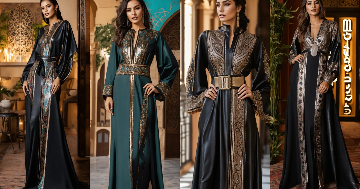 Lexica - Beautiful Arab women model, wearing luxury dress caftan , With ...