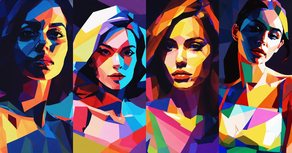 Lexica - Close up , Minimalist low poly abstract portrait Illustration ...