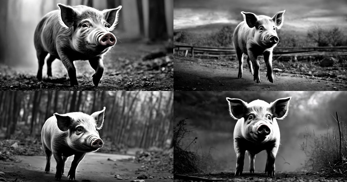 Lexica - A surreal, but photo realistic picture of a scared little pig ...