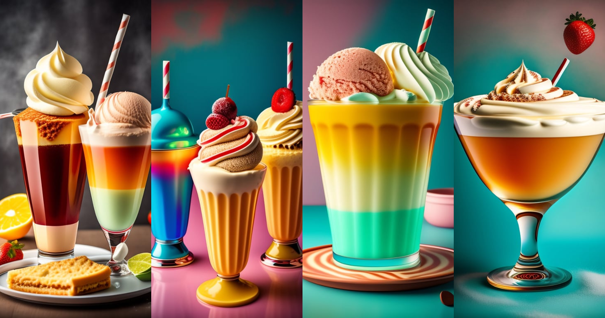 Lexica - 1950s styles ice cream float, 3 flavors, food photography