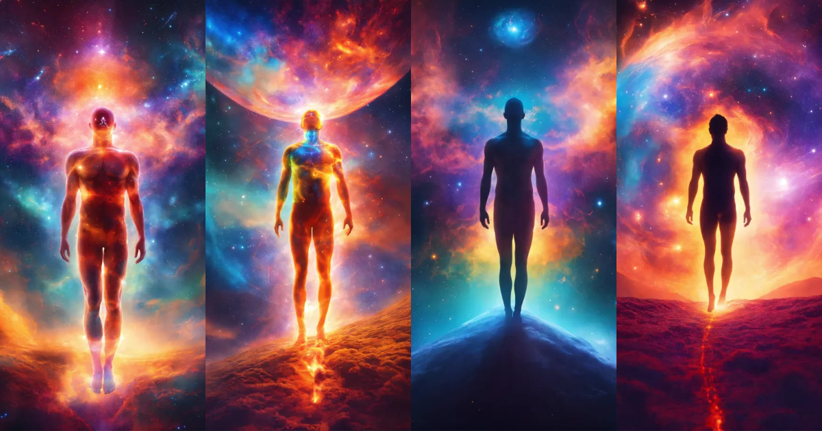 Lexica - A person astral projecting with their translucent astral form ...