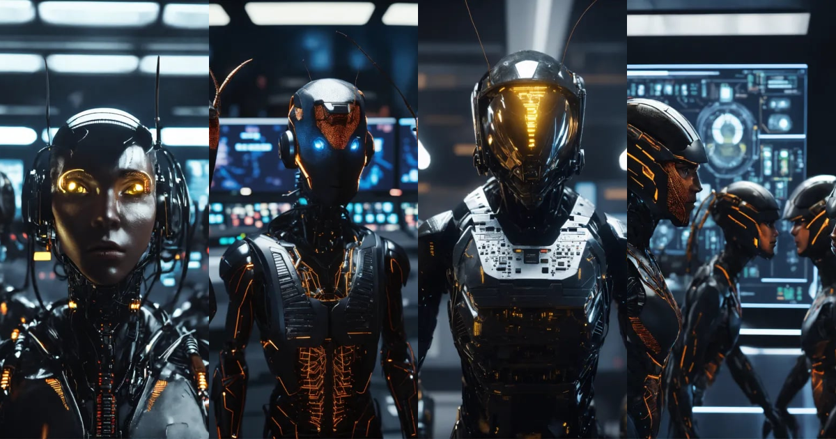 Lexica - Group of 3 black cockroach faced humanoids with detailed ...