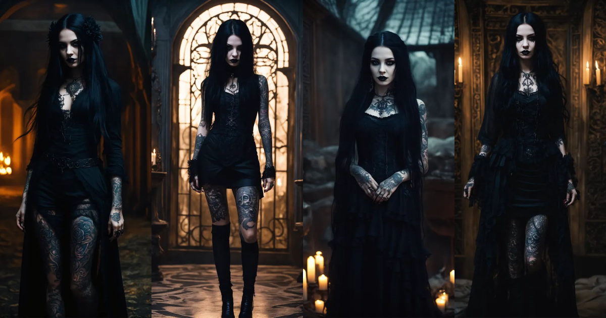 Lexica - A scary girl, full body, pale skin, long crazy black hair ...