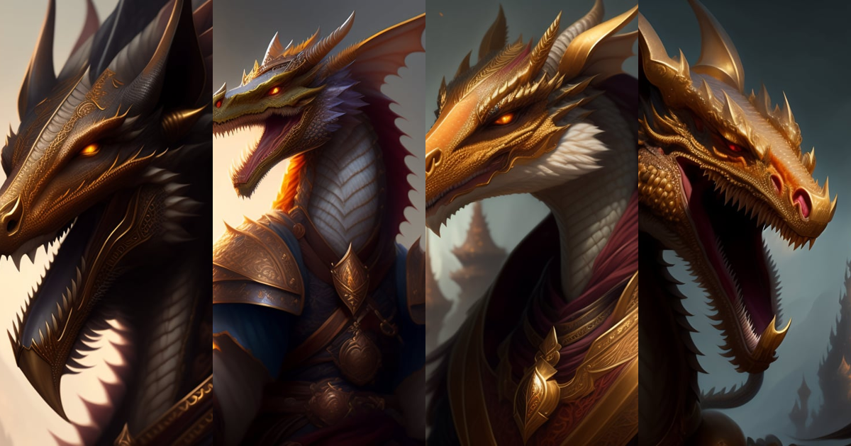 Lexica - A detailed portrait of a 5 headed dragon illustrator, by ...