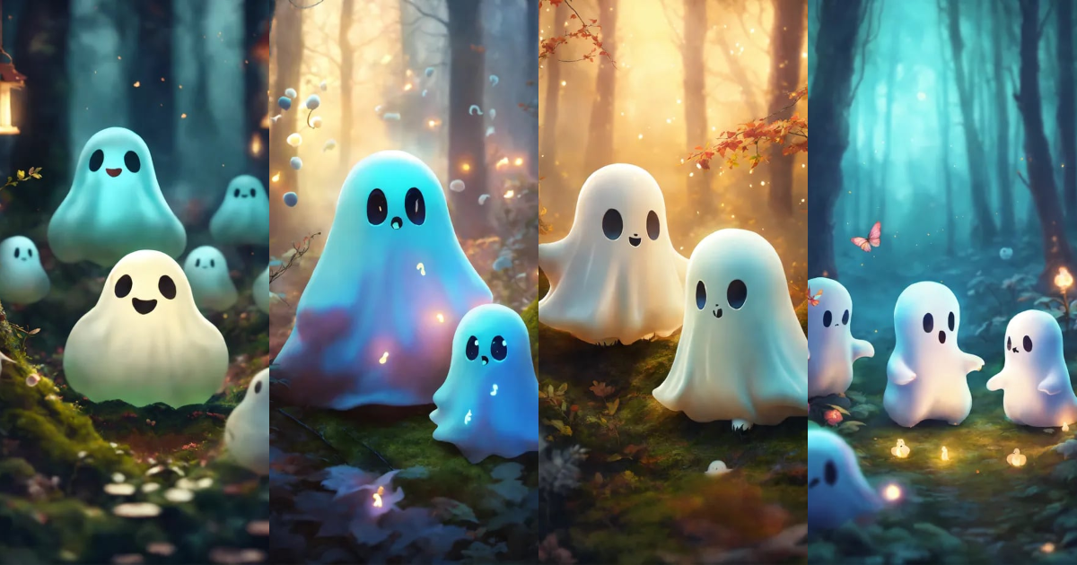 Lexica - Ultra realistic cute ghosts in mystical forest