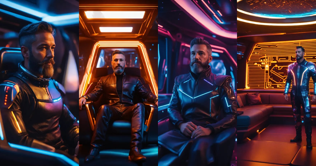 Lexica - 45 year old masculine man with trim beard in futuristic ...