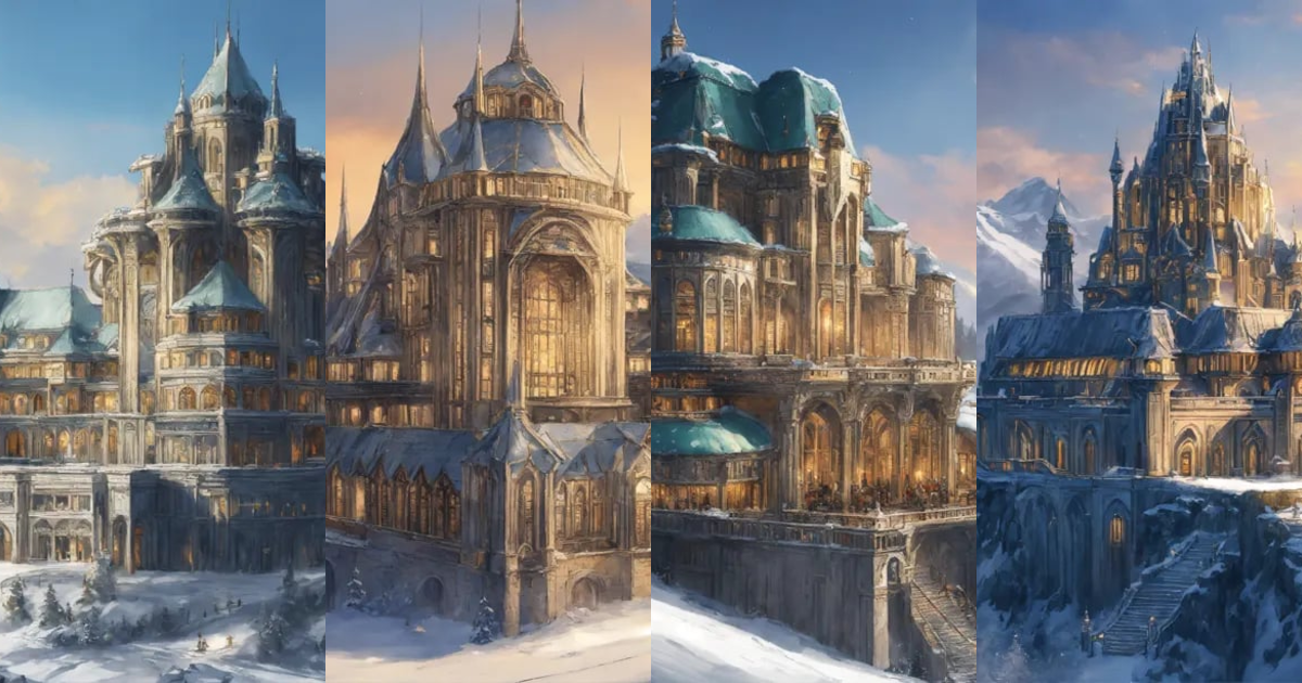 Lexica - Drawing of the full image of an elegant high elf sci fi palace ...