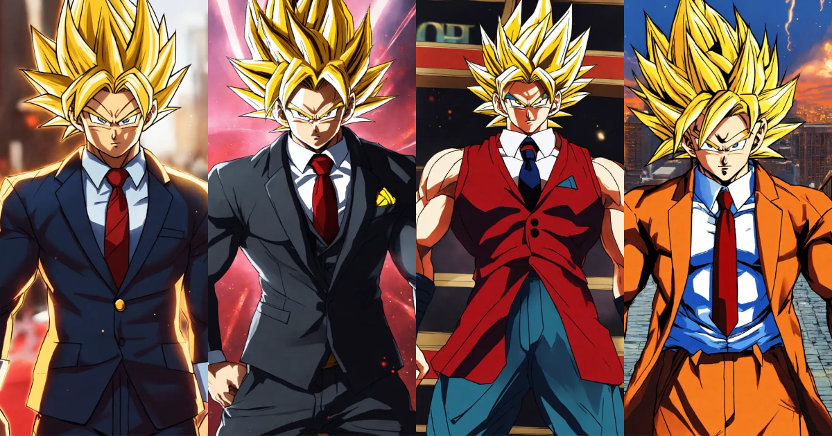 Lexica - Super Saiyan from DBZ dressed up in a suit and tie for the red ...