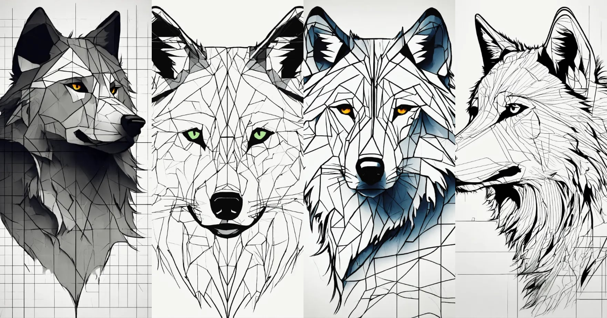 Lexica - Create a sketch of the wolf silhouette, black, single lines as ...