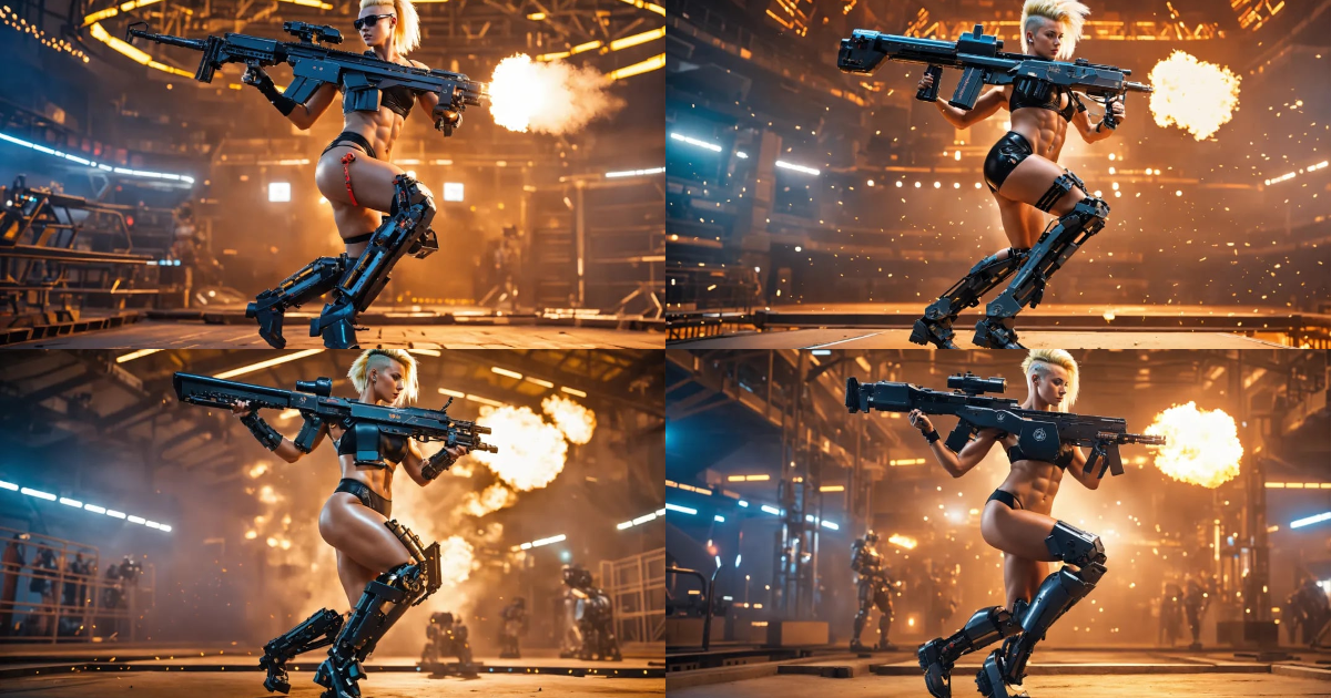 Lexica - Shooting robots in a gladiatorial arena with a big machine gun ...