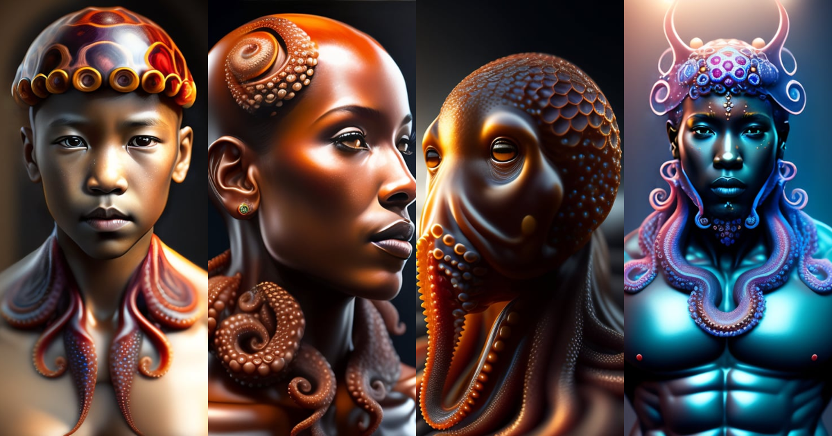 Lexica - Octopus human , detailed, realistic, nft style
