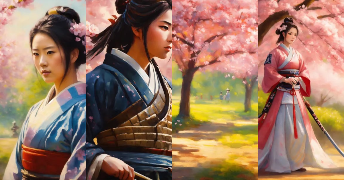 Lexica - IMPRESSIONIST STYLE PAINTING OF A FEMALE SAMURAI WARRIOR OF ...