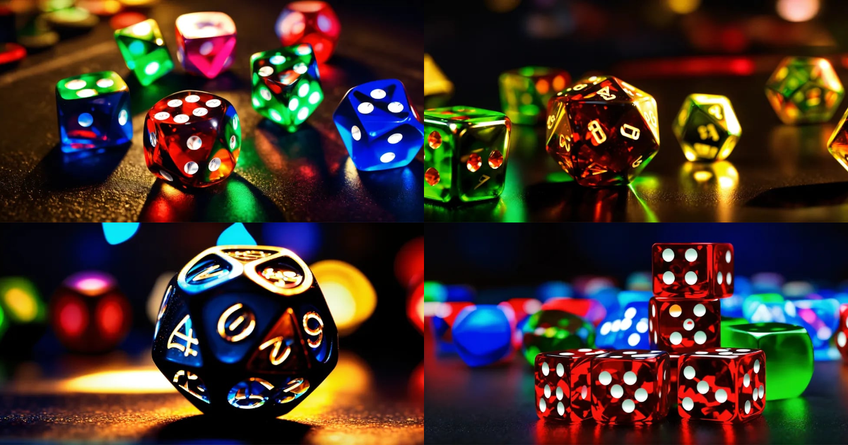 Lexica - Card games, gaming dice, black background, shiny texture ...