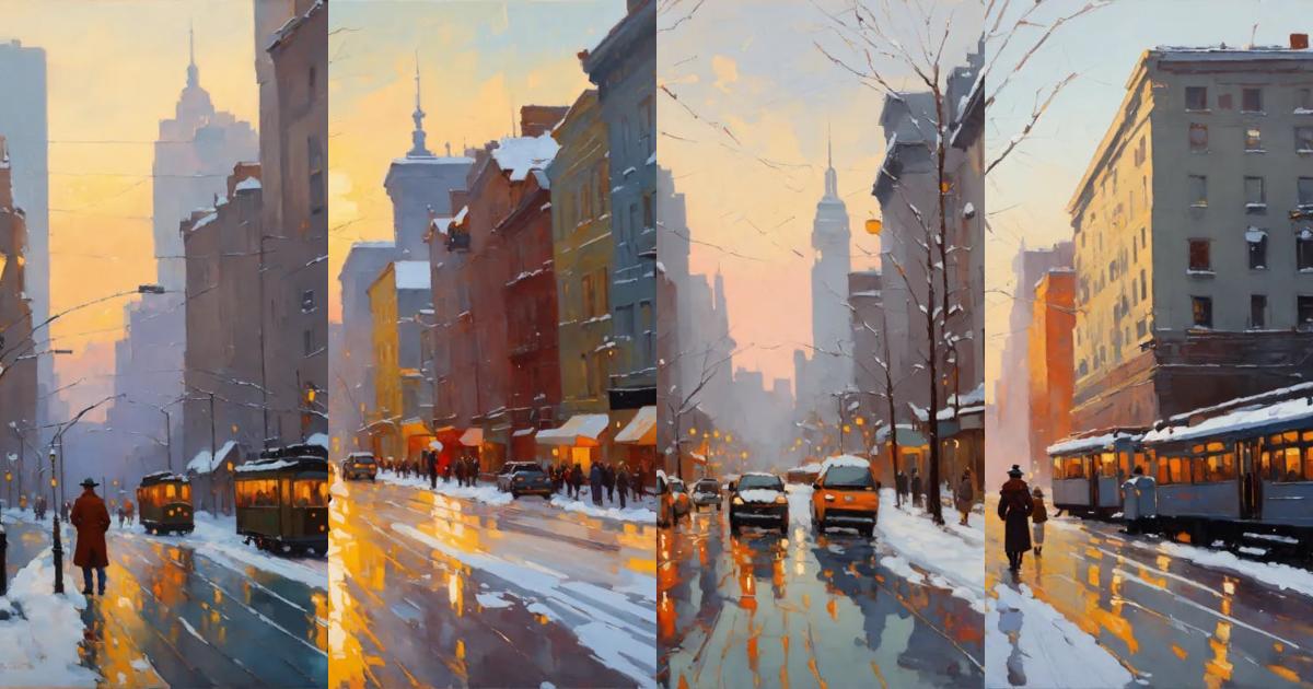 Lexica - New york, gray colors, winter, breathtaking oil painting by ...