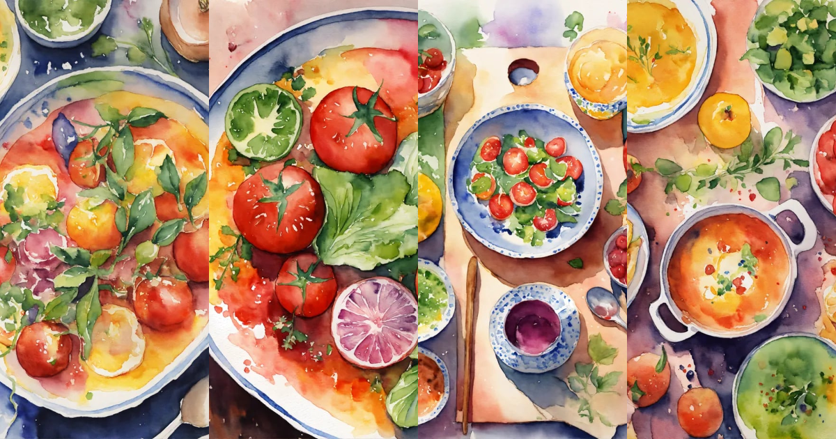 Lexica - Cookbook cover, watercolour food paints