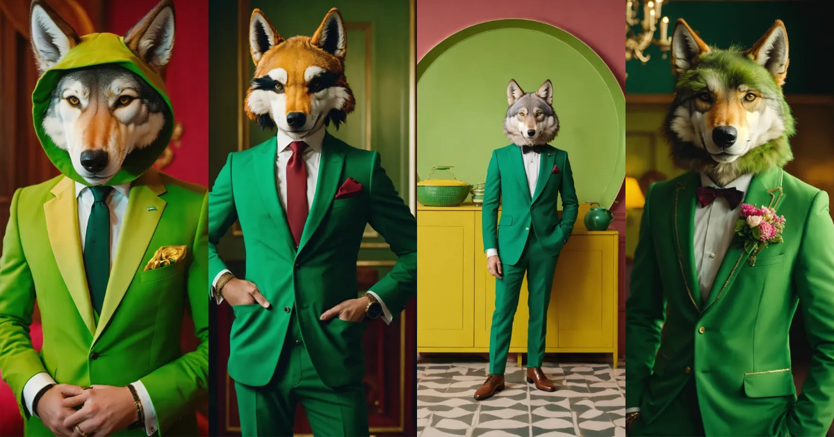 Lexica - Award - Winning Cinematic Still of wolf-Headed butler posing ...