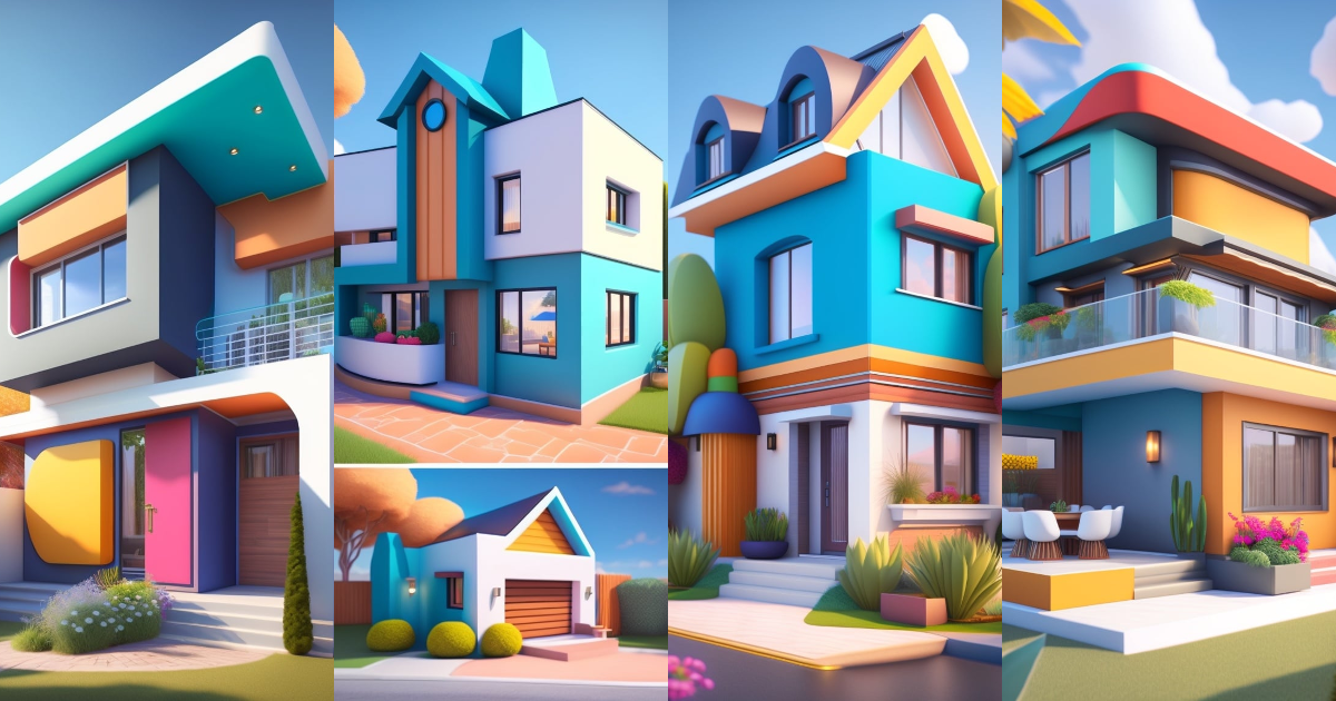 Lexica - Digital image of a stylish house with a cartoon-style ...