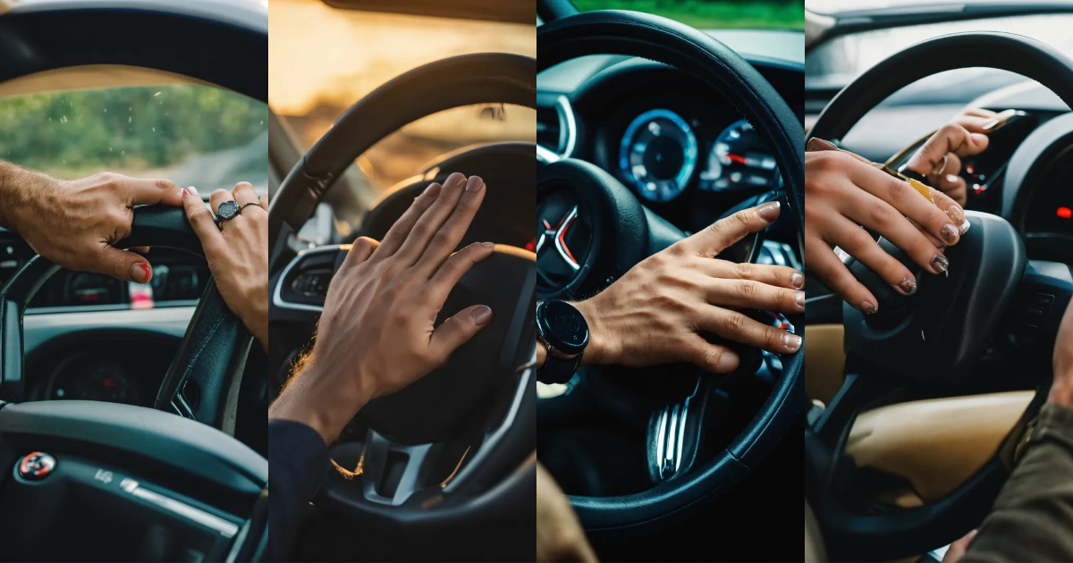 Lexica - A man’s greasy hands with unclipped nails on steering wheel of ...