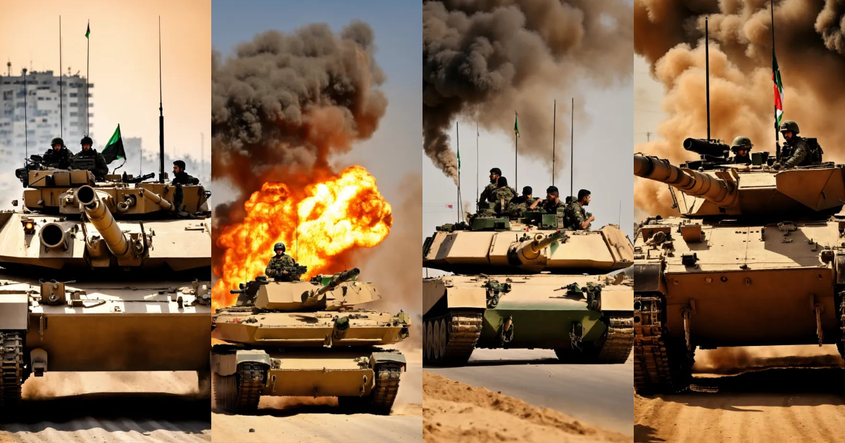 Lexica - Soldiers with war tanks enter Gaza