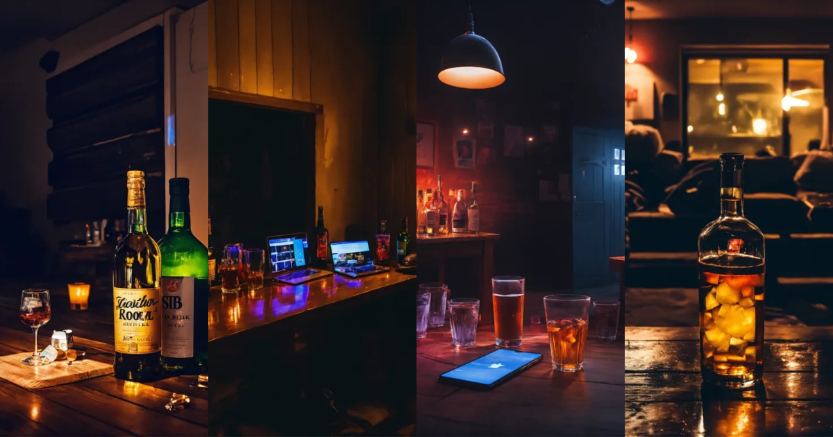 Lexica - Alcohol, and social media abuse inside a dark room