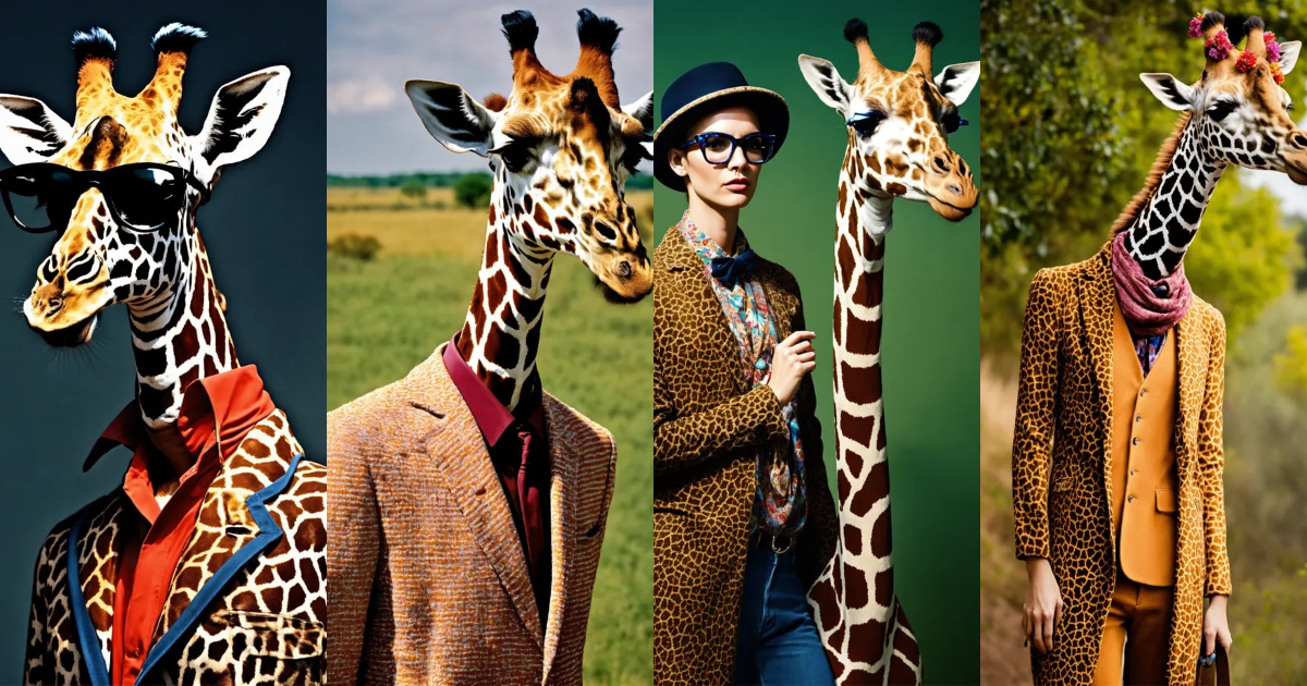 Lexica - Hipster with long giraffe neck, vogue photo shoot, weird, funny