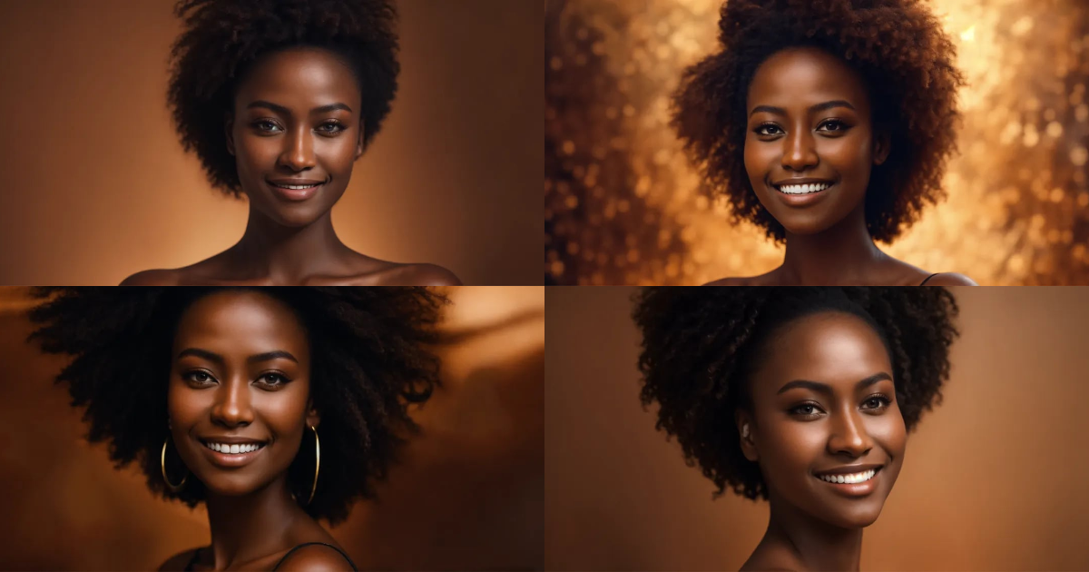 Lexica - Wide-angle shot, Beautiful Melanated woman, dark skinned ...
